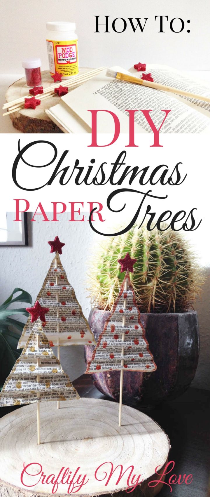 Paper Christmas Tree from Vintage Books | Craftify My Love