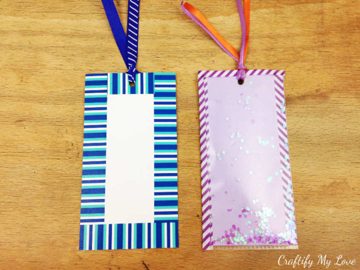 Purple & Violet Shaker Bookmark in a Glitter Pocket | Craftify My Love